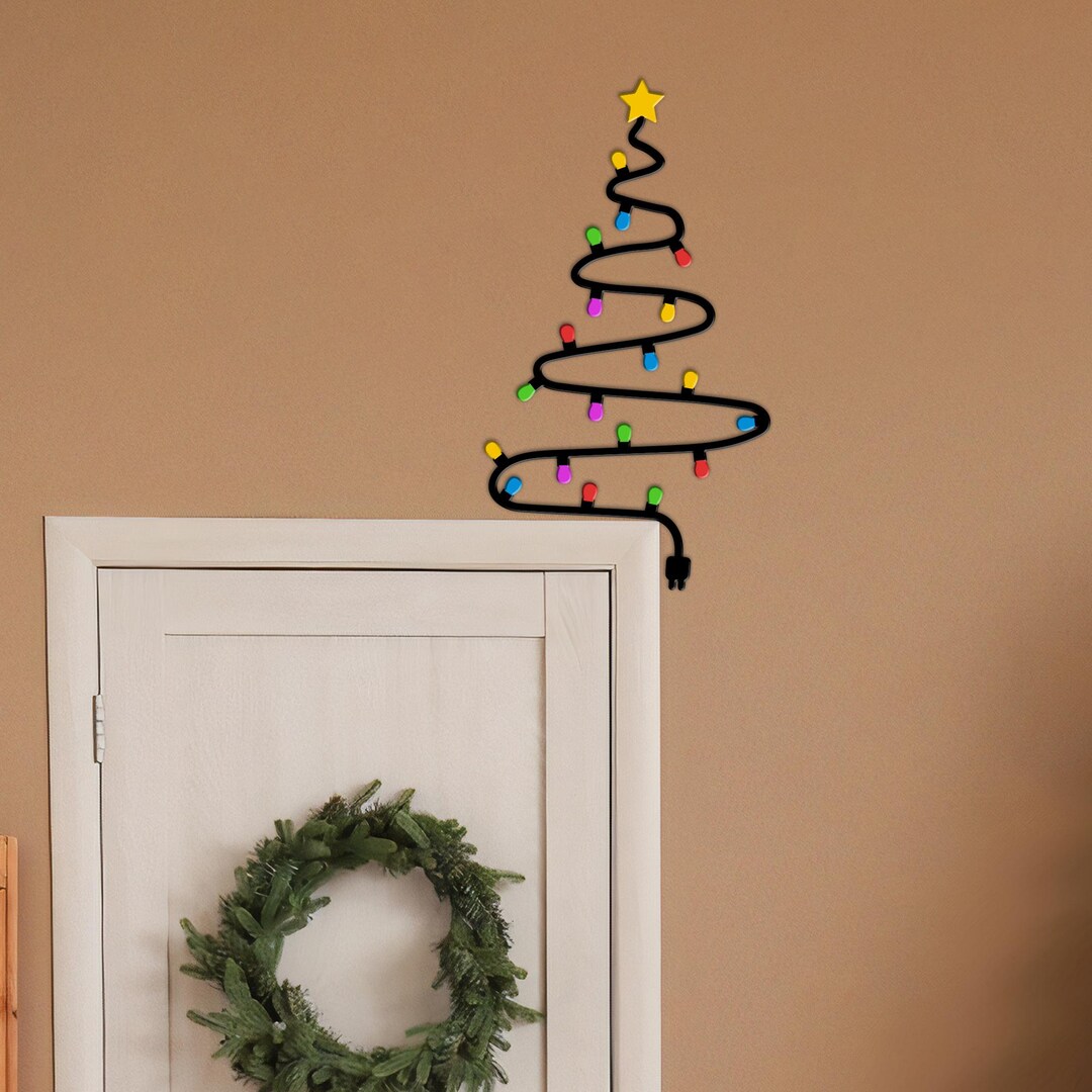 Christmas Tree Door Corner Sign, Metal Xmas Tree Door Topper, Christmas ...