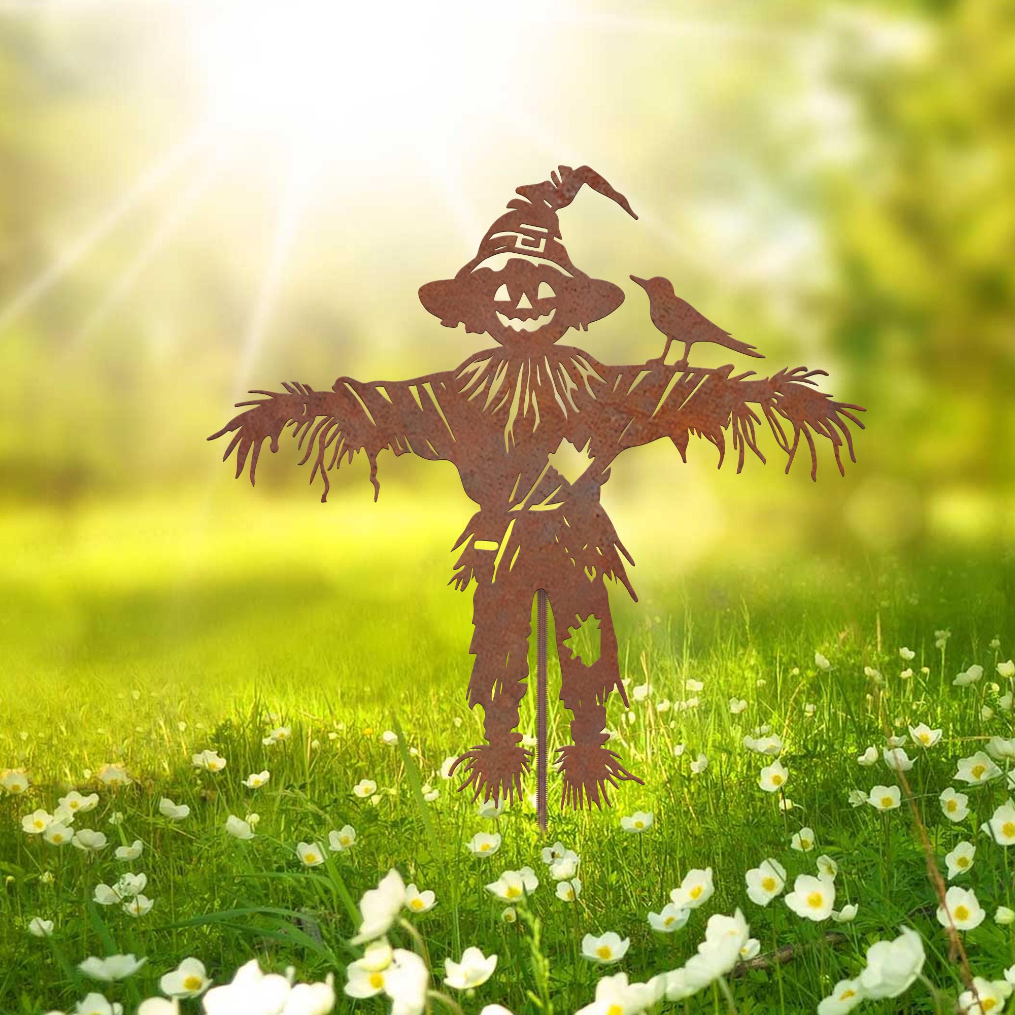 Rustic Metal Scarecrow Garden Stake, Halloween Yard Art - Etsy