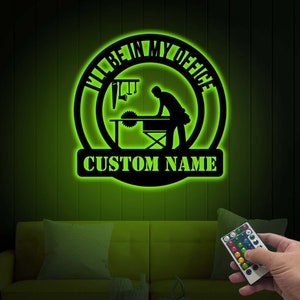 Custom Carpenter Metal Sign With LED Lights, Woodworking Workshop Decor ...