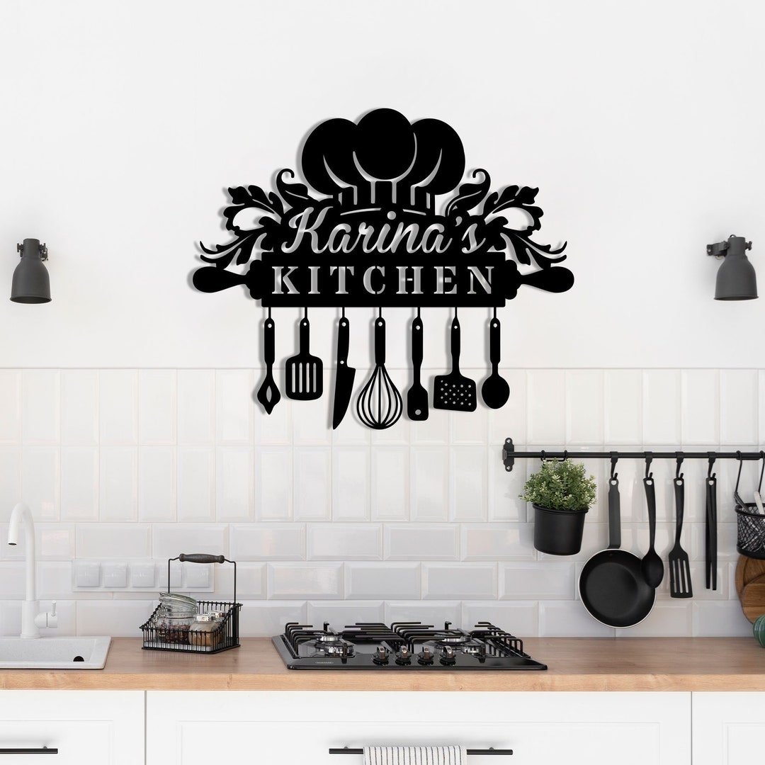 Custom Kitchen Metal Sign Wall Art With Led Lights, Personalized ...