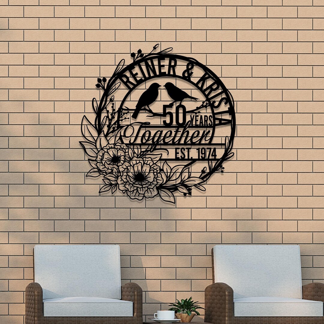 50 Year Anniversary Metal Sign With Led Light, 50th Anniversary Gift ...