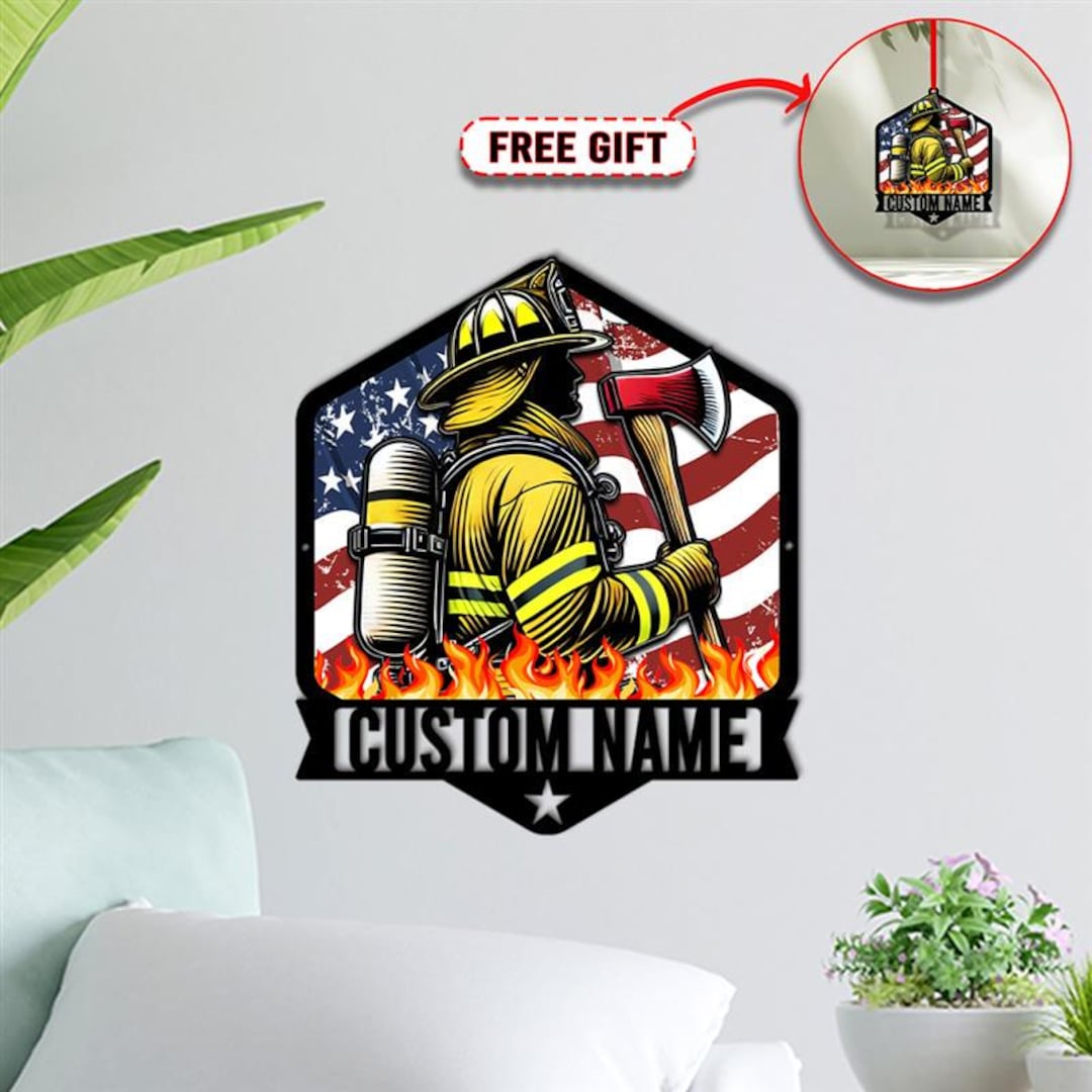 Custom Firefighter Metal Sign, Fireman, Firewoman Appreciation Gift ...