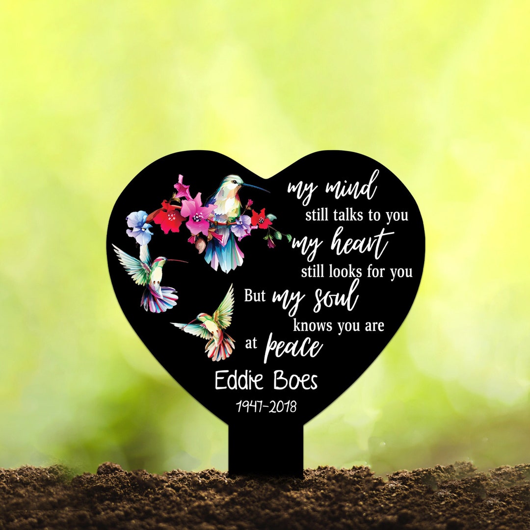 Personalized Memorial Stake Acrylic, Hummingbird Stake, Heart Garden ...