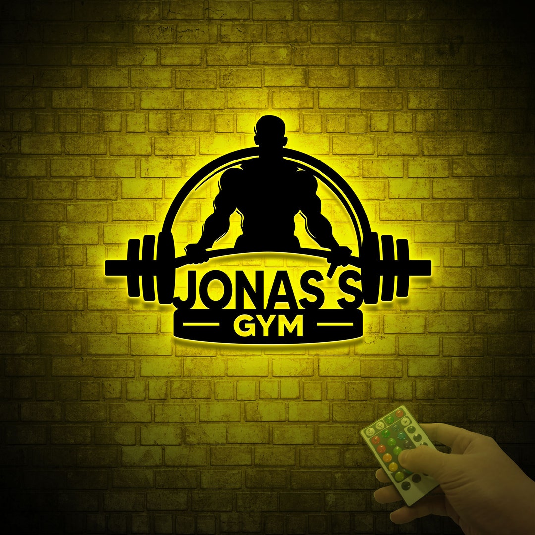 Personalized Home Gym Signs With Led Lights, Metal Gym Wall Art, Gym ...