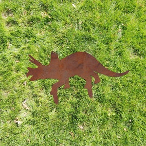 Rusty Metal Dinosaur Triceratops, Dinosaur Metal Garden Sign, Garden ...