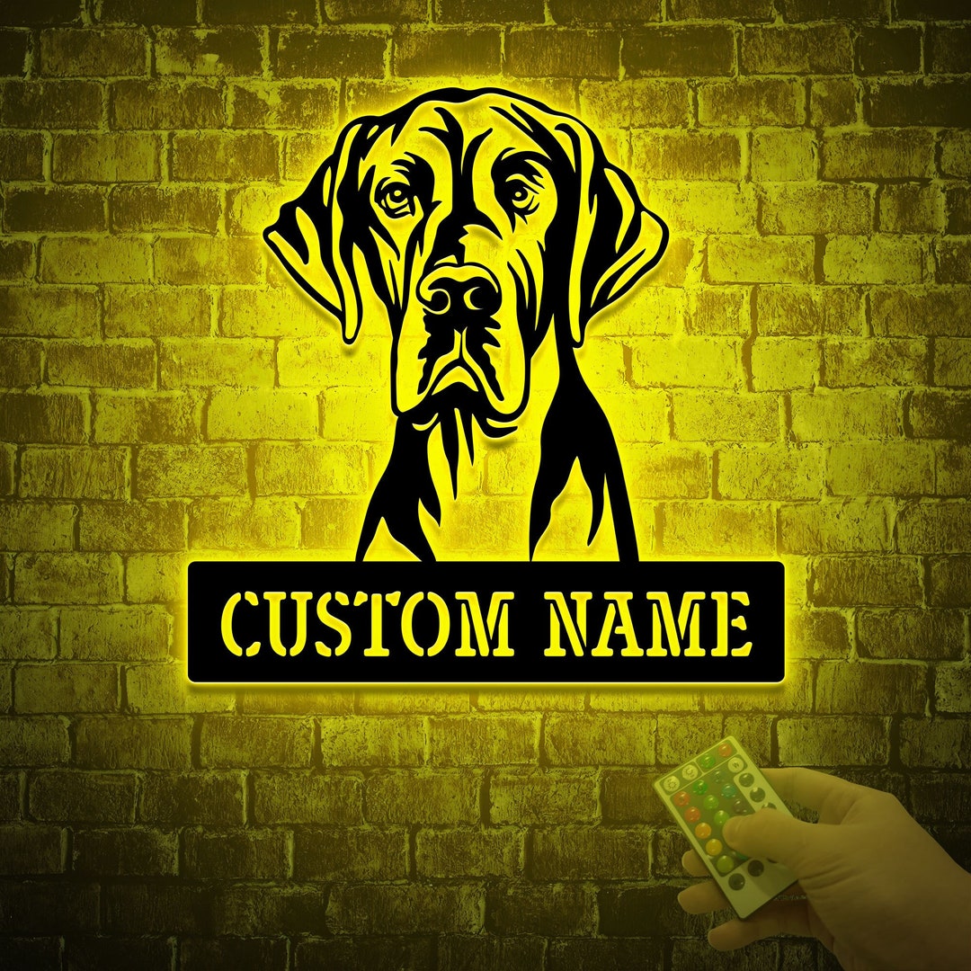 Custom Great Dane Metal Sign, Dog Name Wall Decor, LED Option - Etsy