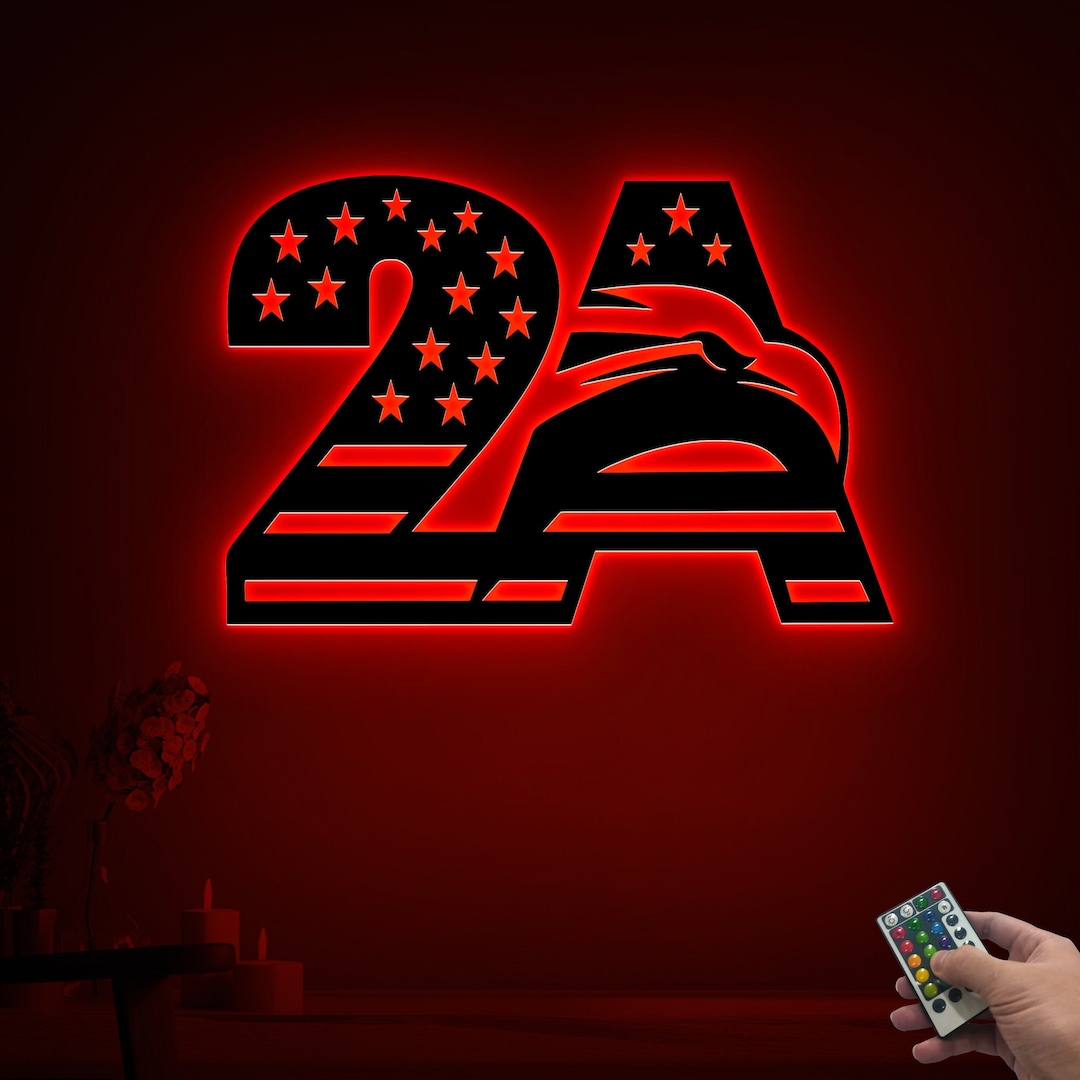 2nd Amendment Metal Sign With LED Lights, USA Flag Wall Art, American ...