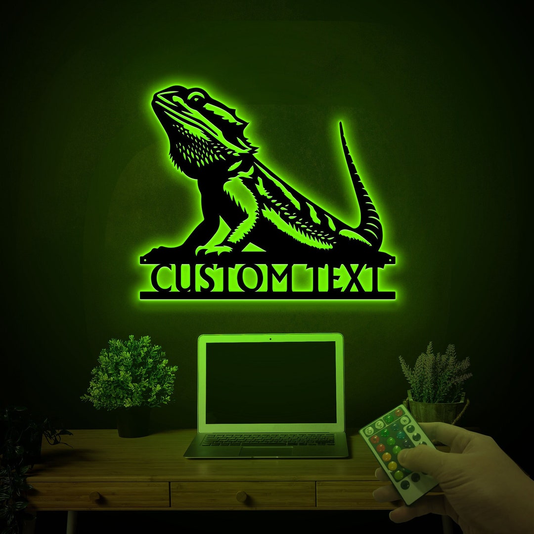 Custom Bearded Dragon Metal Sign With LED Lights, Lizard Wall Decor - Etsy