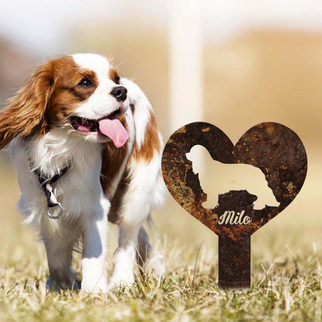 Rustic Metal Dog Garden Stake, Cavalier King Charles Spaniel, Dog Name ...