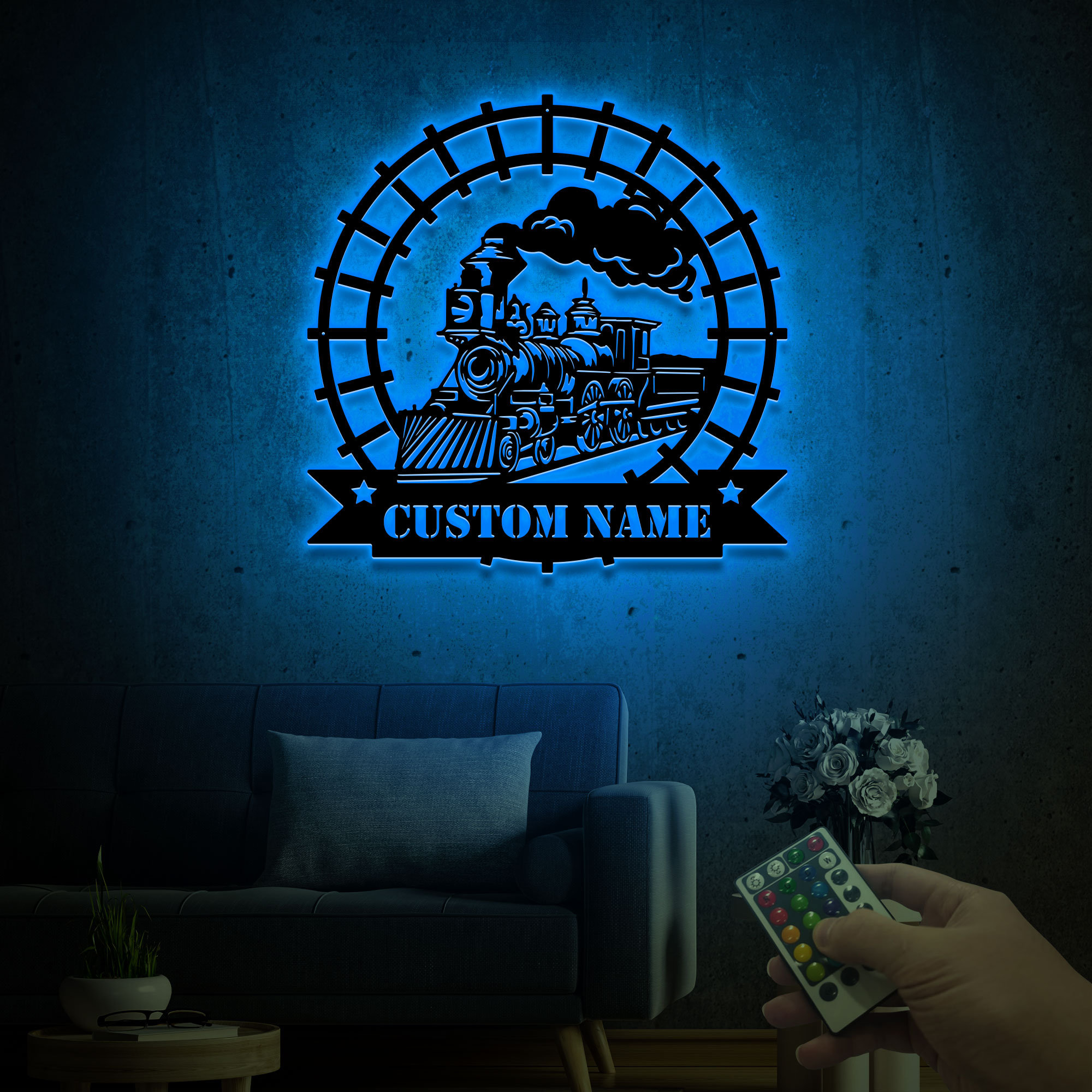 Custom Train Metal Wall LED Lights Railroad Wall Decor - Etsy