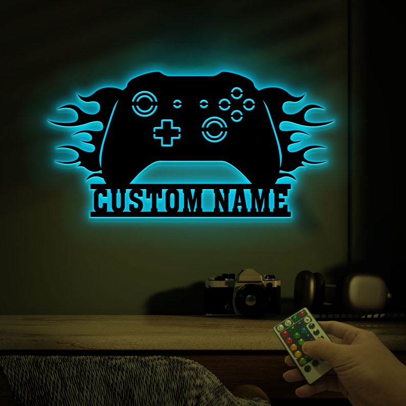 Personalized Video Game Controller Metal Wall Led Lights - Etsy