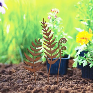 Fiddlehead Fern Leaf Sign Rusty, Rustic Metal Garden Sign, Metal Yard ...