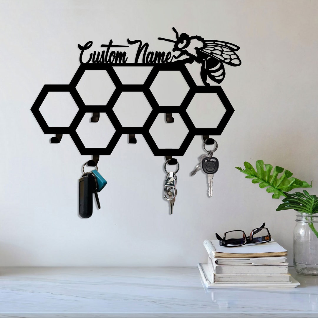 Custom Honey Comb Key Holder, Metal Key Rack for Wall, Beehive Key ...