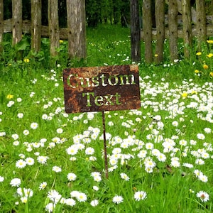 Custom Garden Sign, Rustic Metal Garden Stake, Yard Stake, Metal Yard ...