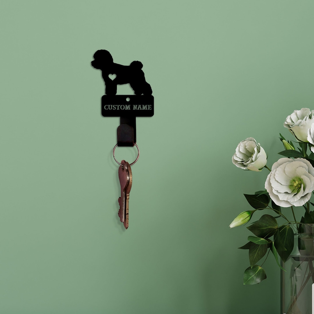 Personalized Dog Key Hanger Metal, Bichon Frise Dog Lover, Pet Key ...