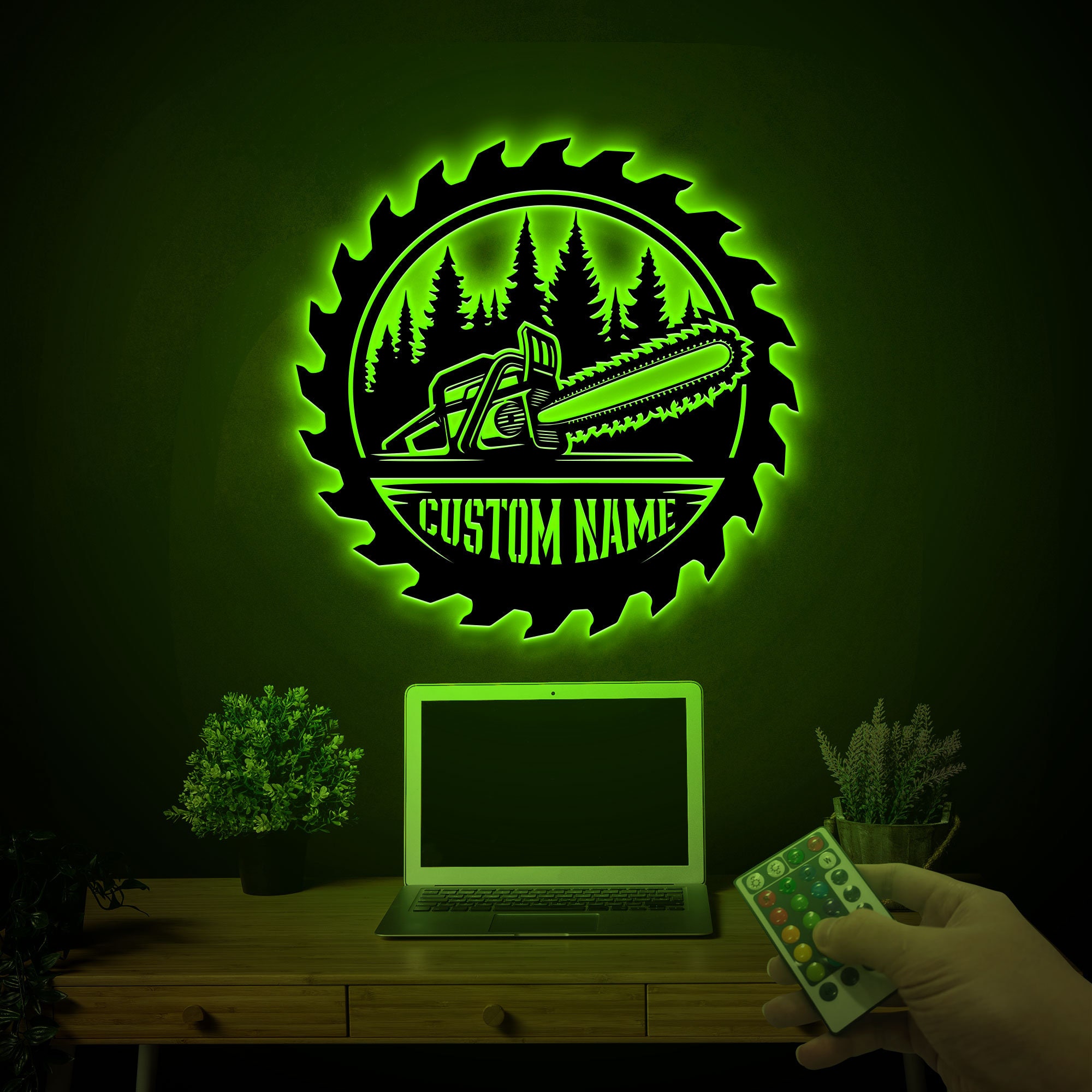 Personalized Chainsaw Wood Metal Wall Art With Led Lights, Custom ...