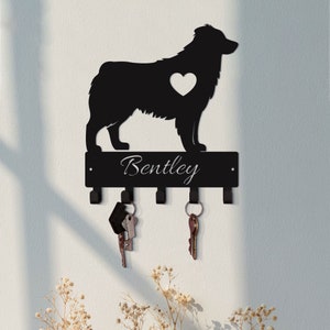 Custom Dog Key Holder for Wall, Australian Shepherd Dog, Metal Key Rack ...