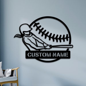 Custom Softball Metal Sign Led Light, Softball Wall Decor, Softball ...