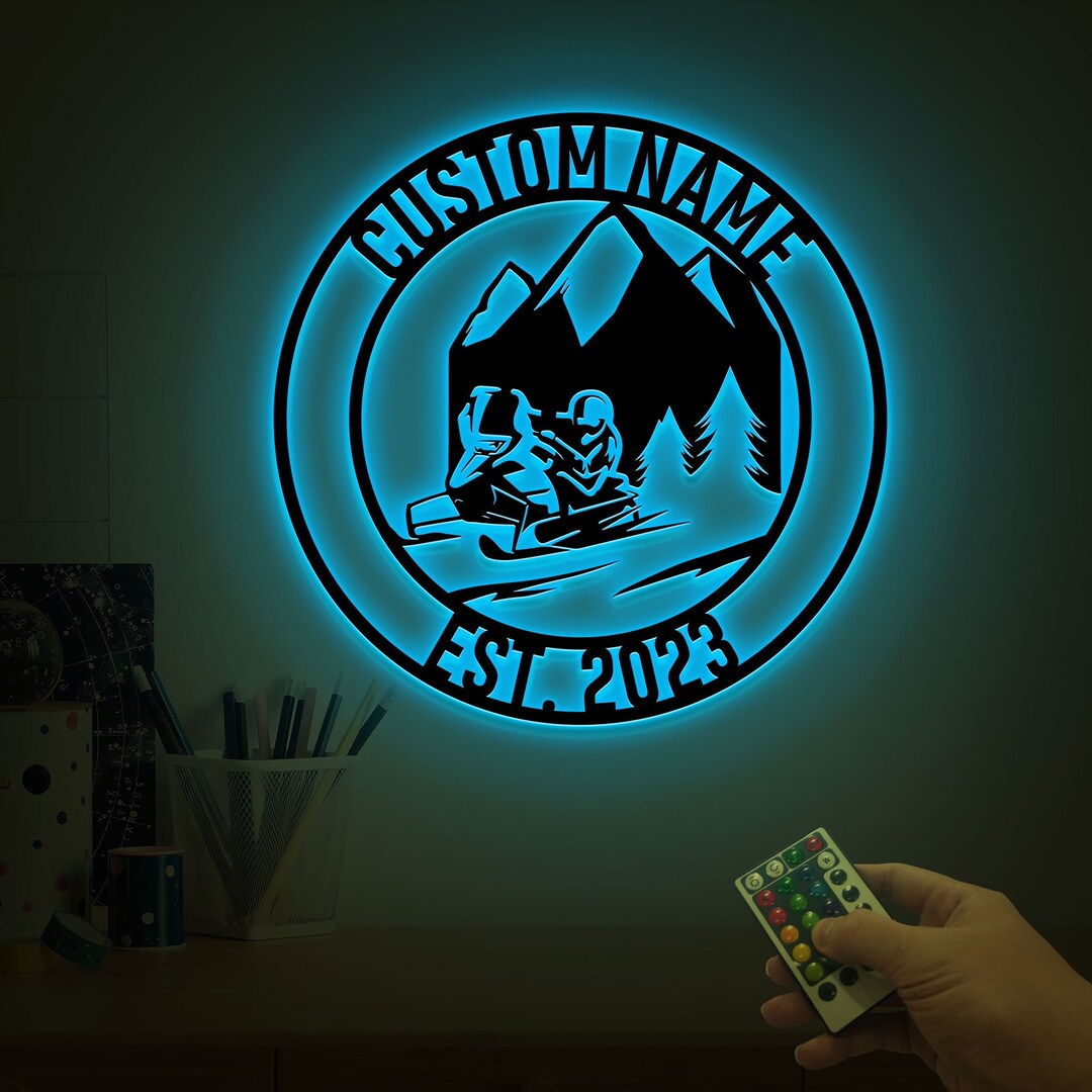 Custom Snowmobile Metal Sign With Led Light, Snowmobile Birthday Gift ...