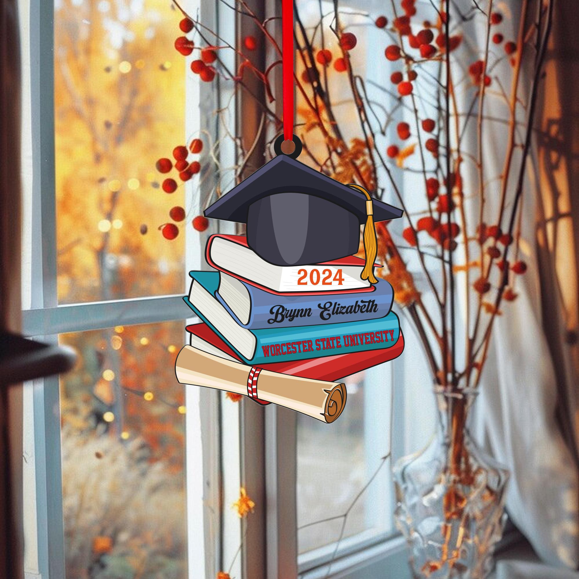 Custom Graduation Cap Ornament With Books, UV Printed - Etsy