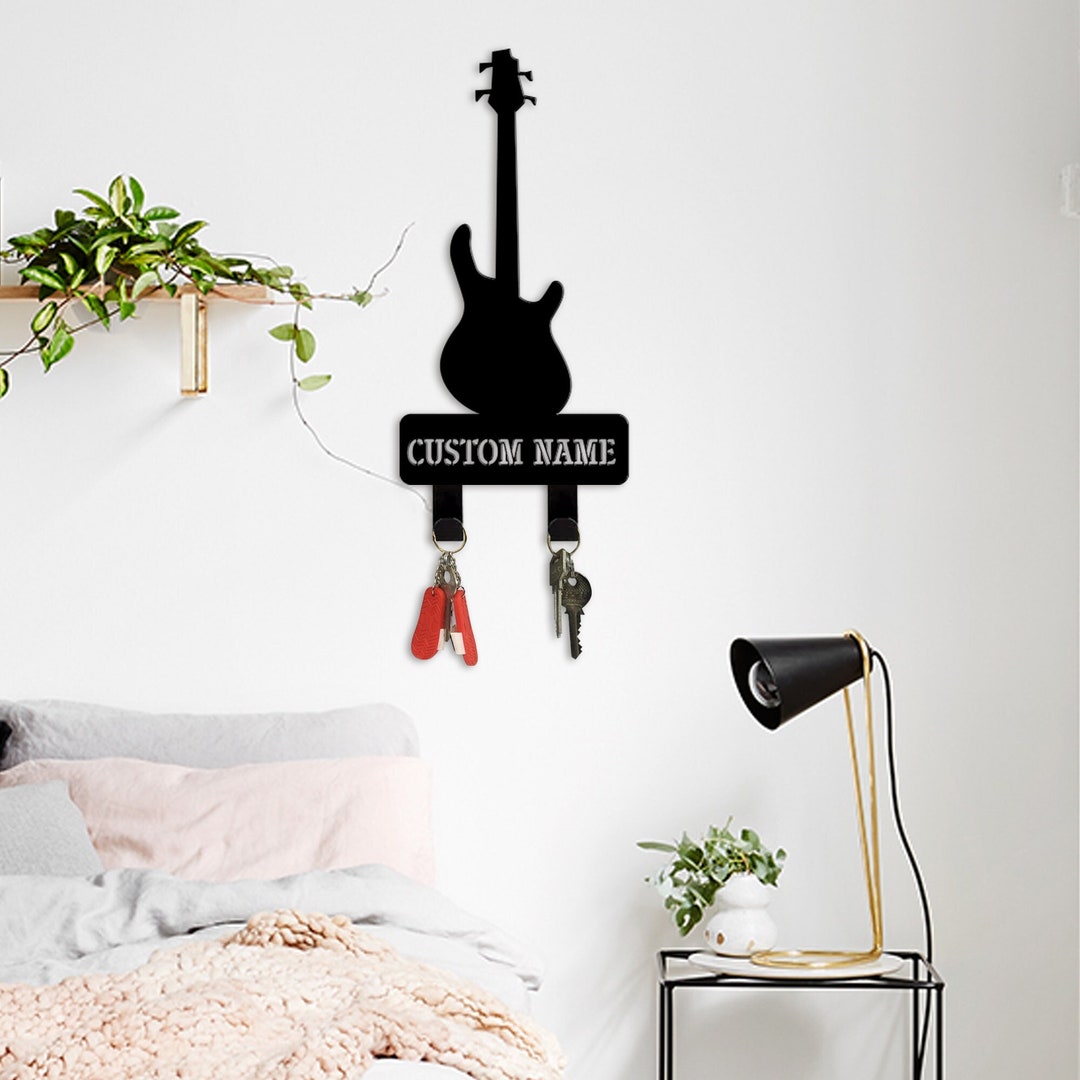 Personalized Guitar Key Holder, Stainless Steel Music Gift - Etsy