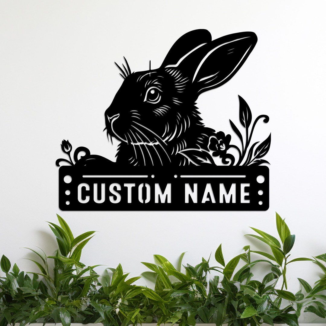 Custom Rabbit Metal Sign With Led Lights, Wall Hanging Metal Rabbit ...