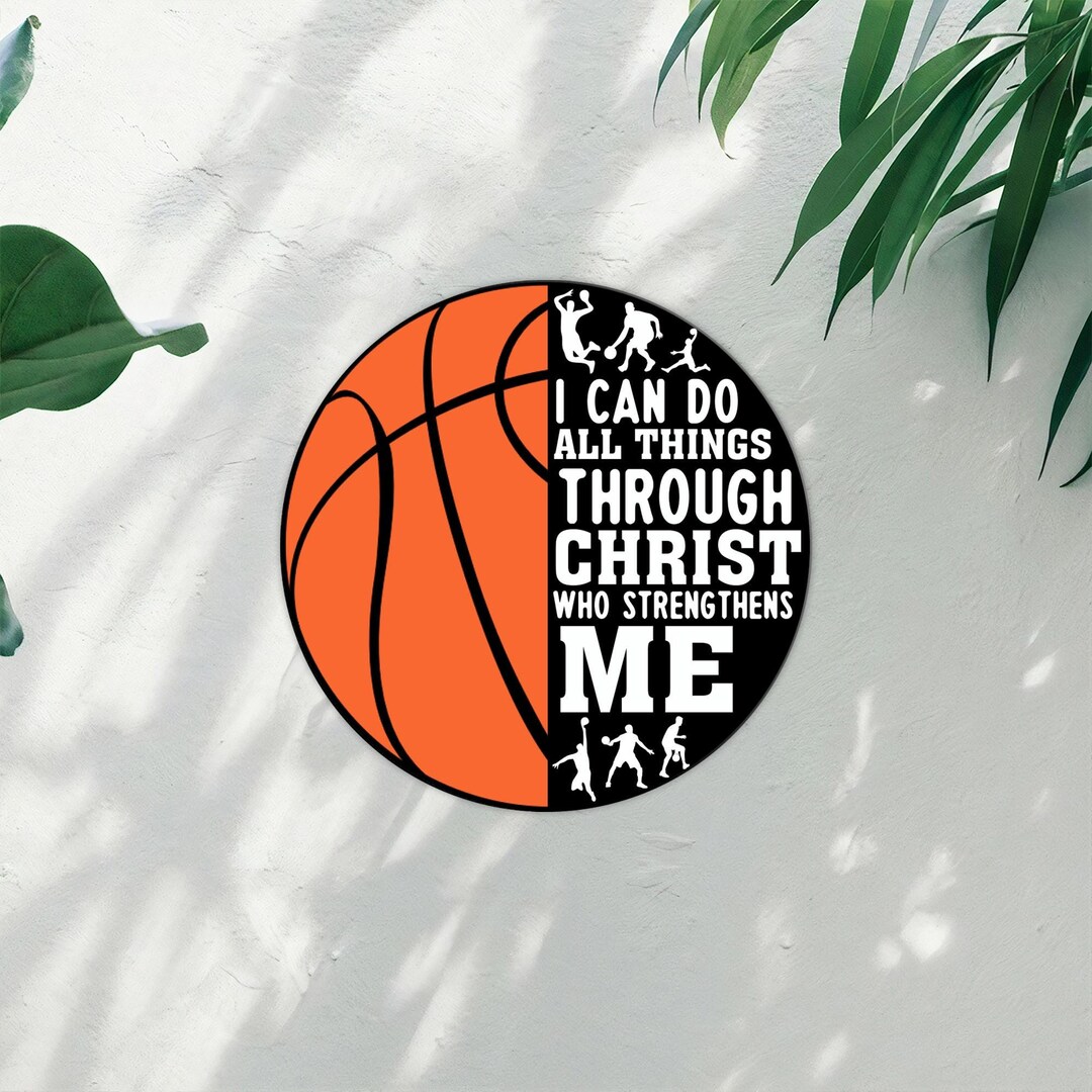 Christian Basketball Metal Sign LED Lights, Faith Cross Wall Art ...