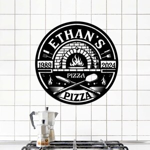Custom Metal Pizza Oven Metal Sign Wall Art LED Lights, Personalized ...