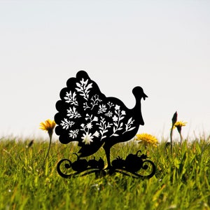 Thanksgiving Turkey Garden Metal Sign, Turkey Shadow Caster, Pumpkin ...