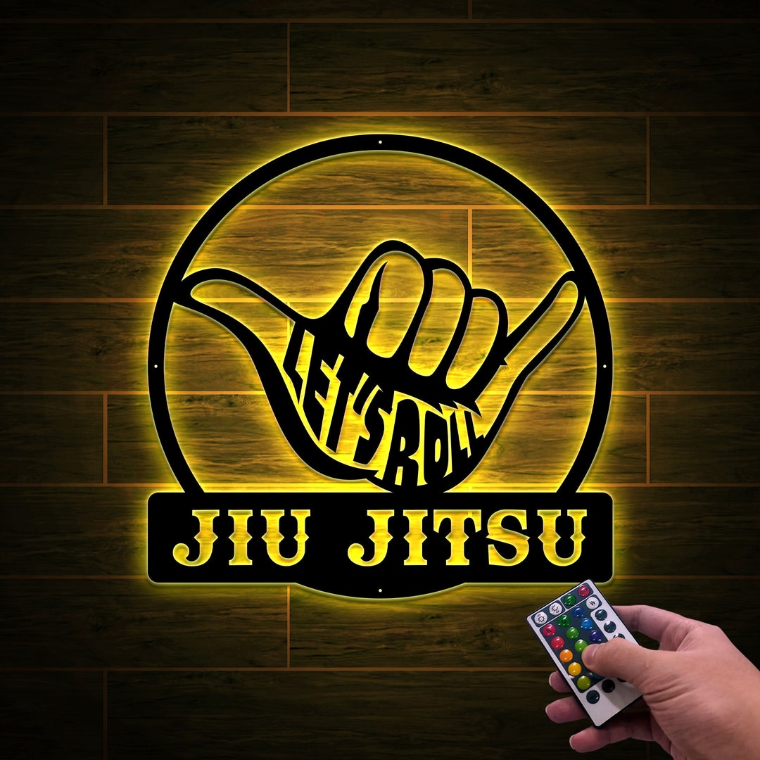 Let's Roll Jiu Jitsu Metal Sign Wall Art With Led Lights, Metal ...