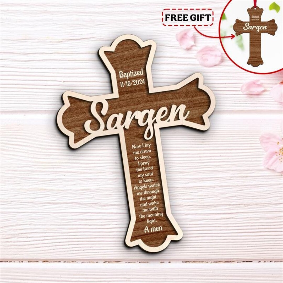 Custom Baptism Cross, Two Layers Wood Cross Sign, Baptized First, Cross ...
