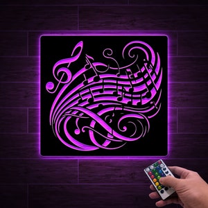 Music Notes Metal Wall Art With Led Lights, Music Time, Metal Wall ...
