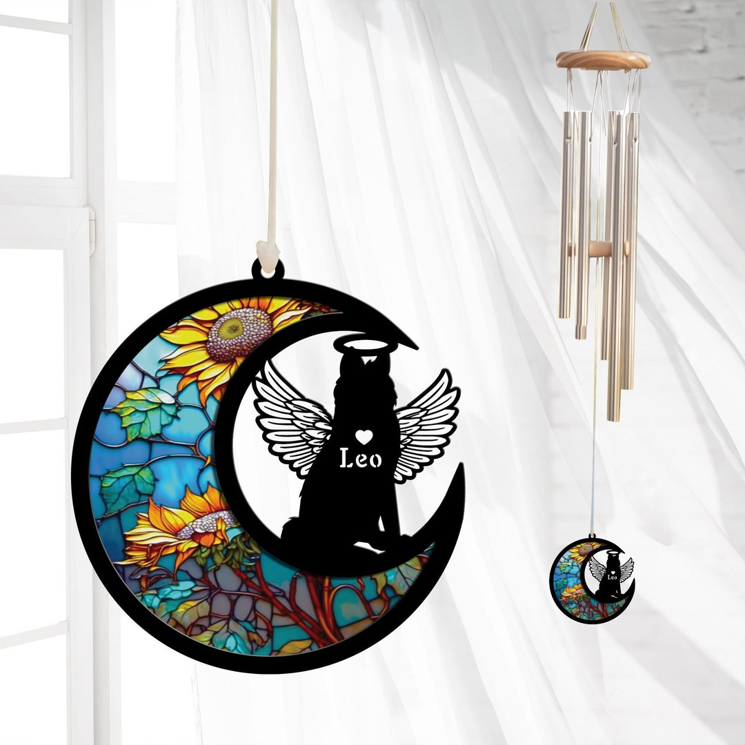 Custom Siberian Husky Memorial Wind Chime, Sunflower Suncatcher, Pet ...