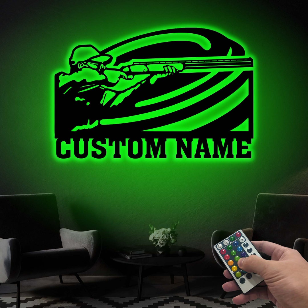 Personalized Trap Shooting Metal Sign Wall Art With LED Light, Shooting ...