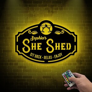 Custom She Shed Sign With LED Lights, She Shed Metal Wall, She Shed ...