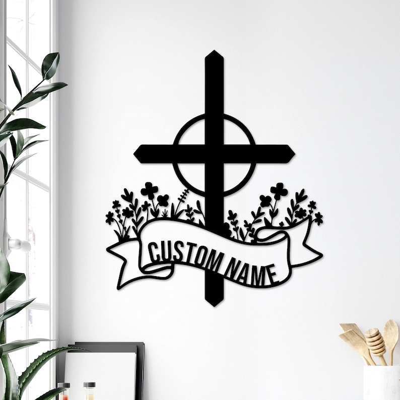 Custom Blessed Cross Metal Sign, LED Light, Religious Wall Decor - Etsy