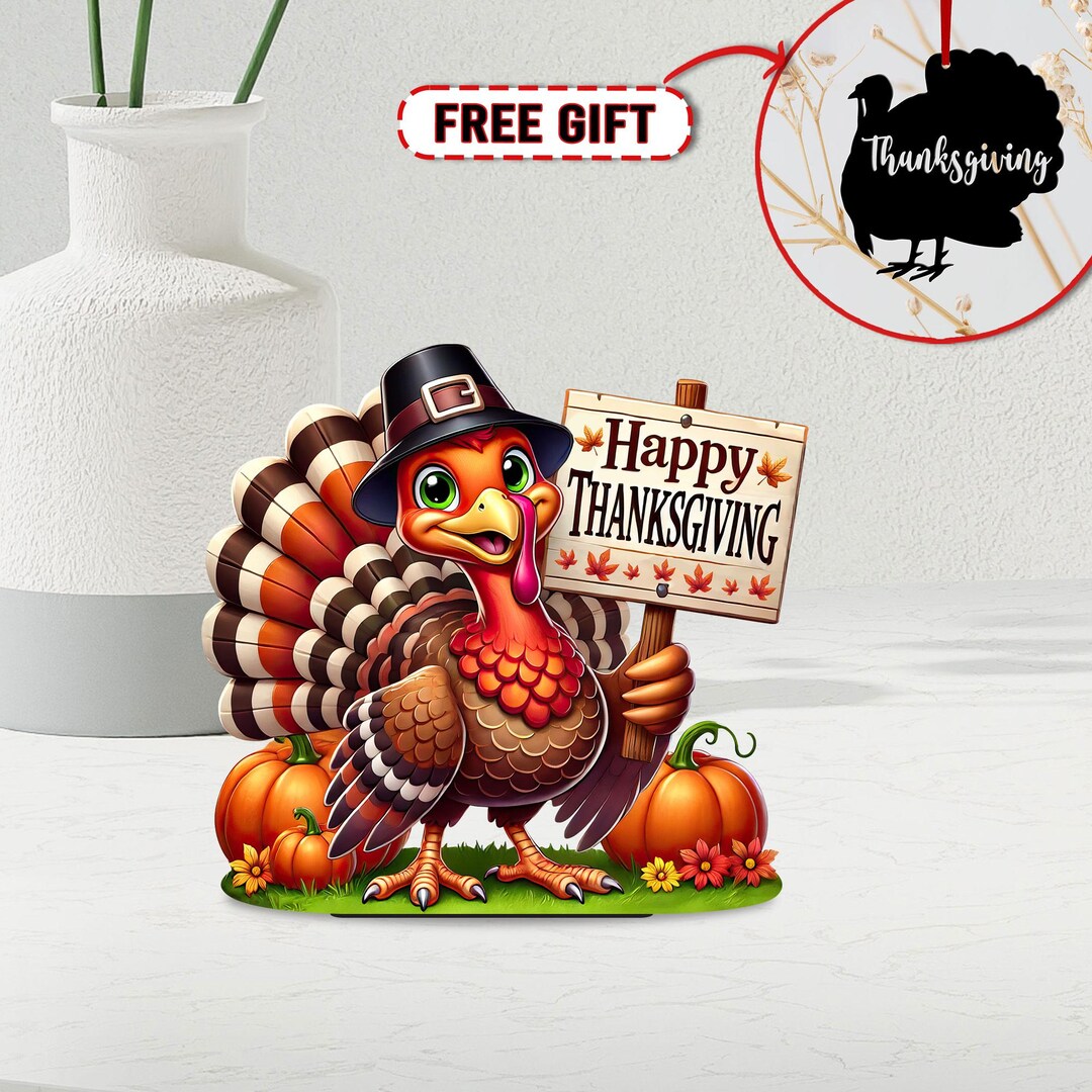 Thanksgiving Turkey Metal Table Sign, Happy Thanksgiving Metal Sign ...