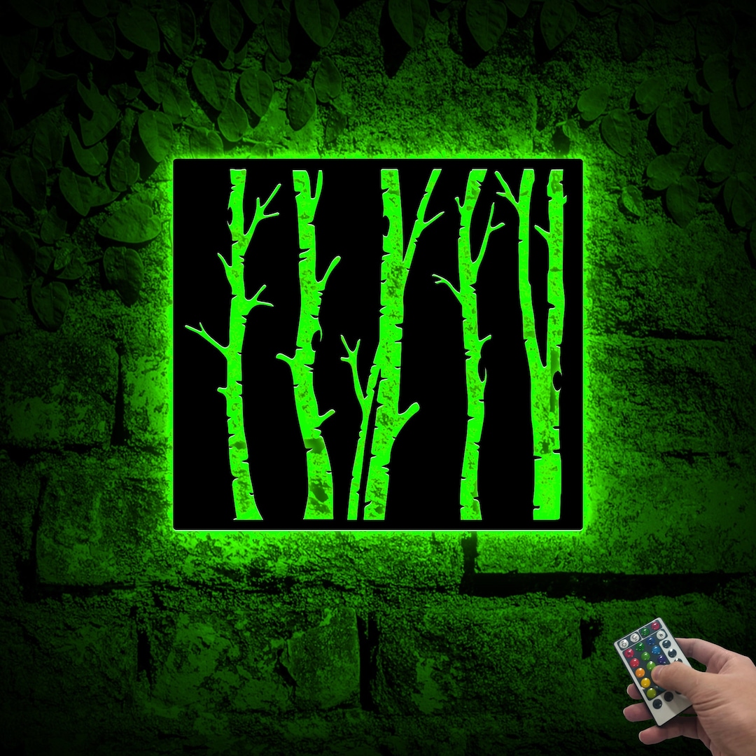 Metal Tree Wall Art With LED Lights, Tree Branch Wall Decor, 5 Trees ...