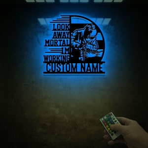 Custom Welder Metal Sign LED Lights, Welder Shop Sign, Welding Workshop ...