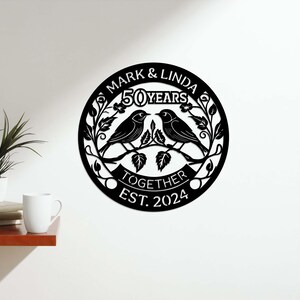 50 Year Anniversary Metal Sign With Lights, Wedding Anniversary Metal ...