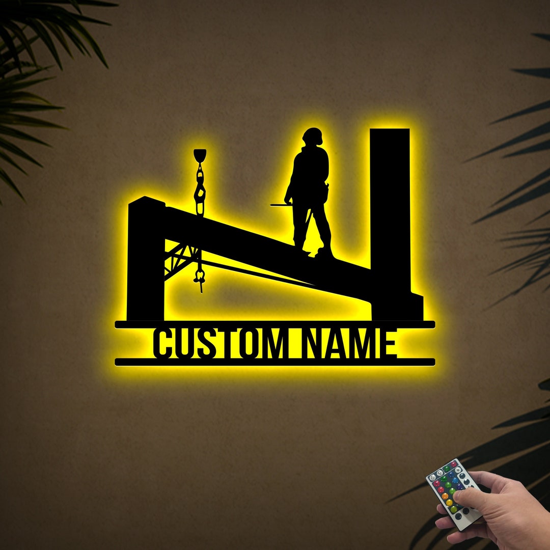 Custom Ironworker Metal Sign Led Lights, Welder Name Sign, Ironworker ...