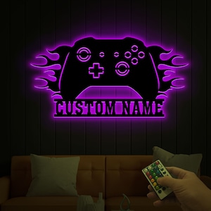 Personalized Video Game Controller Metal Wall Led Lights, Gamer Wall ...