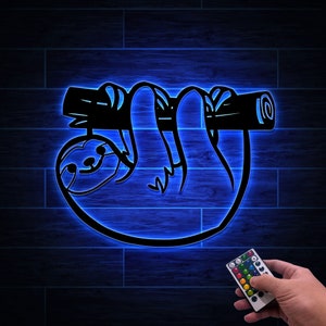 Custom Cute Sloth Metal Sign Wall Art With Led Lights, Sloth Name Kids ...