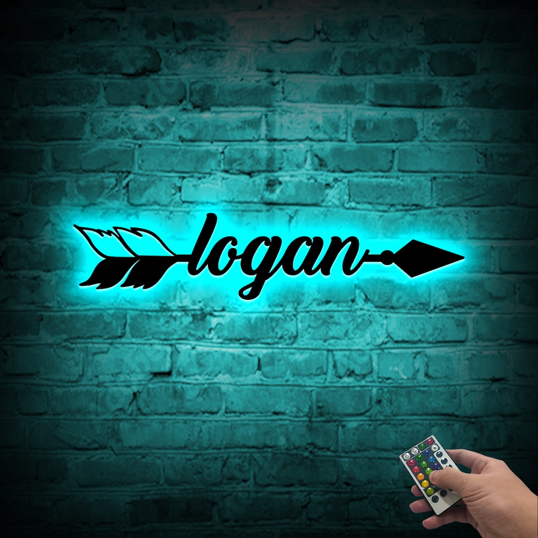 Arrow Metal Sign Wall Art With Led Lights, Custom Name Sign, Family ...