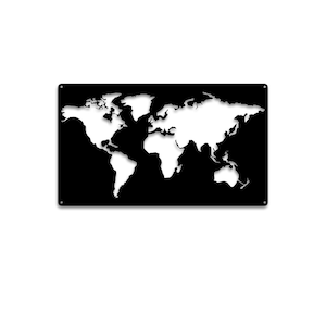 Metal World Map Continents Sign With LED Lights, World Map Home Decor ...