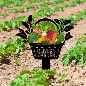 Custom Vegetables Garden Sign, Vegetables Garden Stake, Metal Yard Art ...