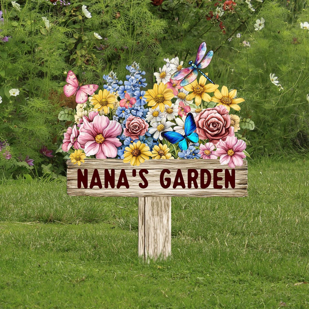 Personalized Garden Metal Sign With Stakes, Custom Garden Name Sign ...