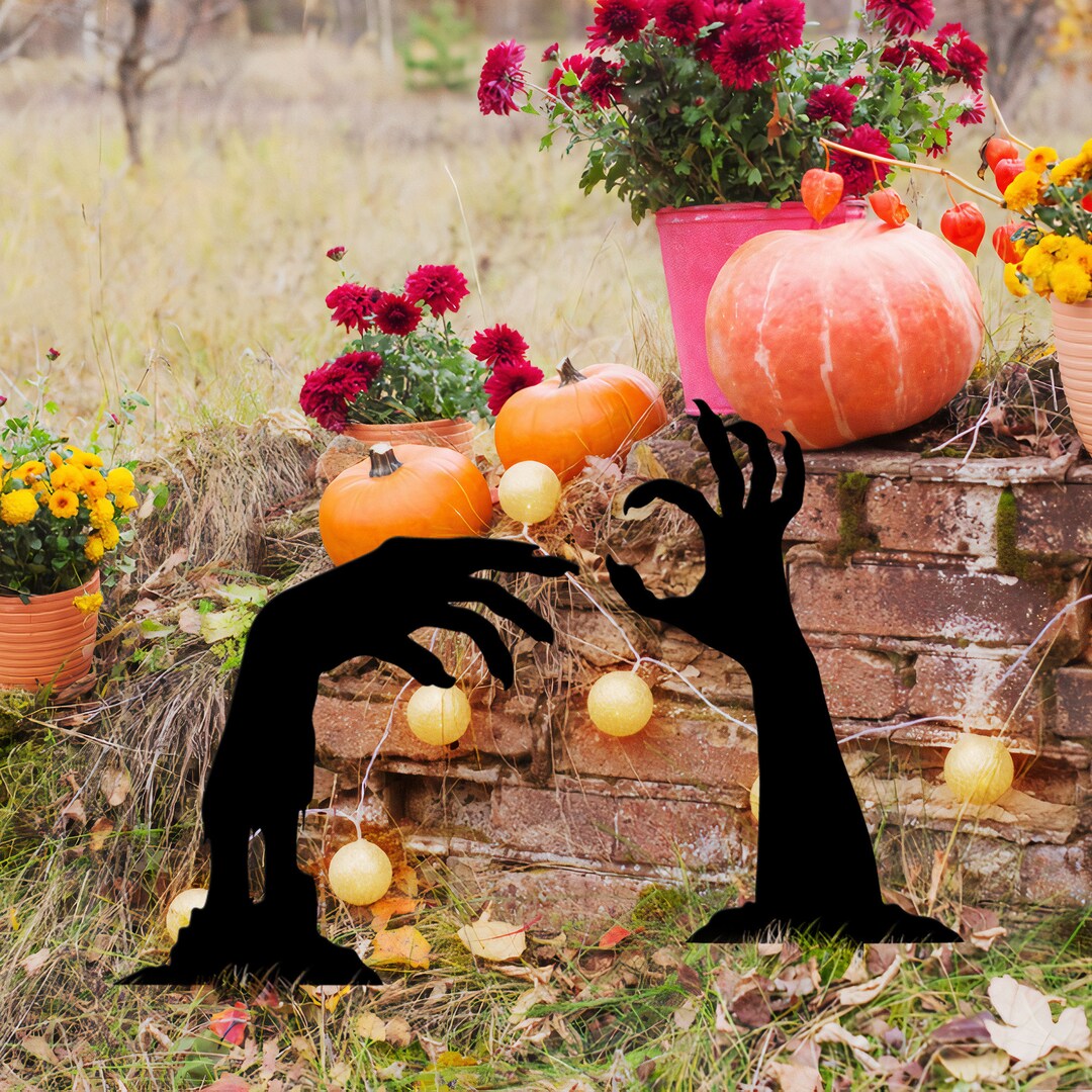 Halloween Zombie Hands Stake, Metal Zombie Hands, Zombie Hand Sign ...