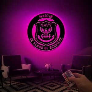 Military Metal Sign Wall Art With LED Lights, Military Wall Hanging ...