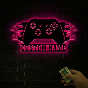 Personalized Video Game Controller Metal Wall Led Lights, Gamer Wall ...